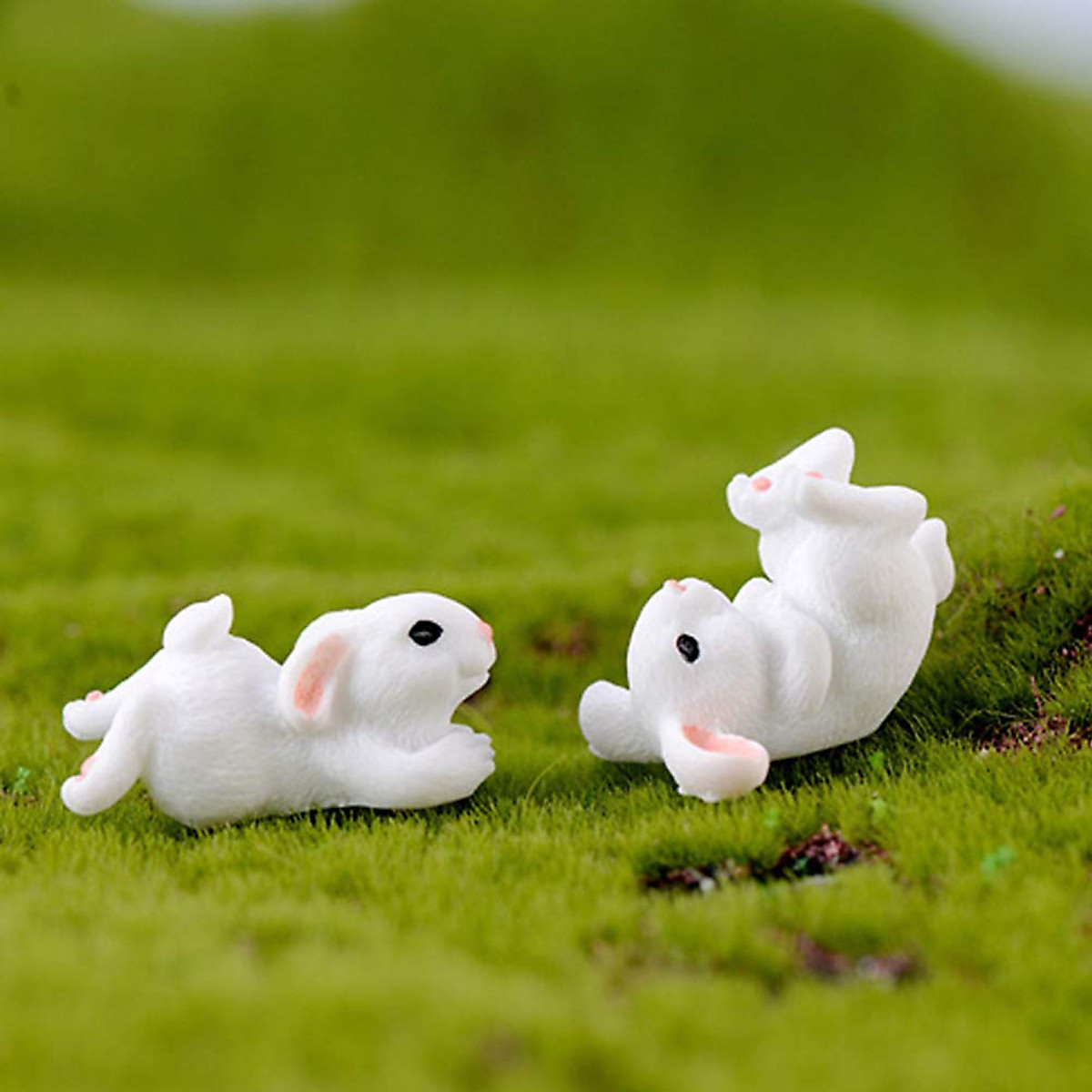 NUOBESTY 8pcs Rabbit Micro Landscape Bunny Decor Easter Bunny Mini Rabbit Figurine Bunny Cake Topper Mini Rabbit Toy Miniature Bunny Figures Fairy Toy Ornaments Rabbit Mini Cupcake White
