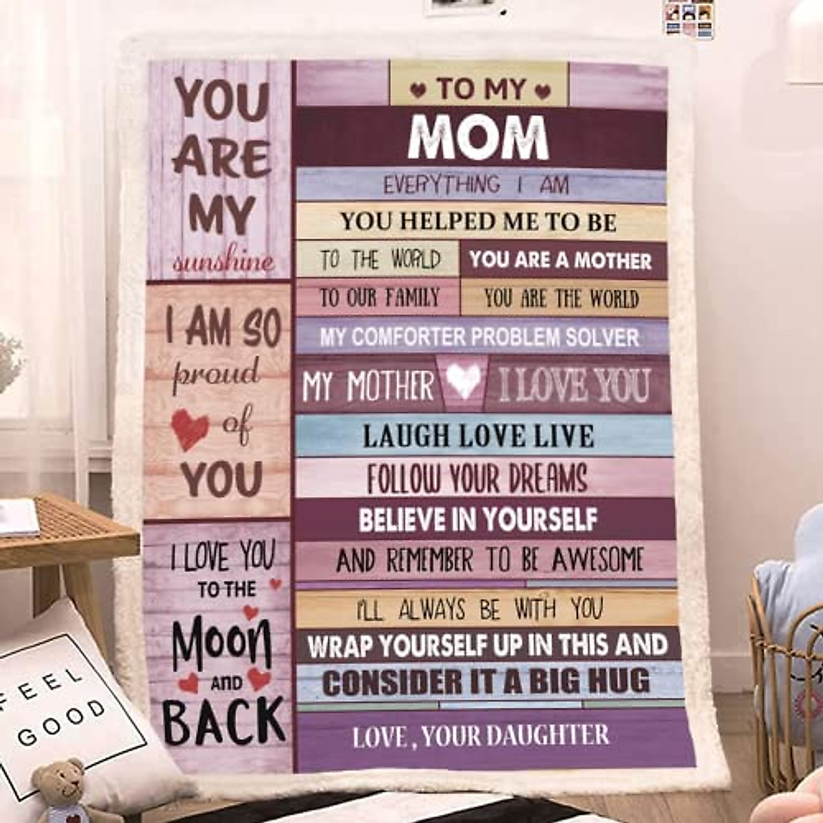 LOVINSUNSHINE Mom Blanket,Moms Birthday Gift Ideas,Gifts for Mom Birthday Unique,Birthday Gifts for Mom from Daughter,Happy Birthday Mom Gifts,Best Birthday Presents for Mom,Bed Blanket 80x60(Pink)