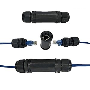 VizGiz 2 Pack Waterproof RJ45 Coupler IP68 Shielded Ethernet Connector Female to Female CAT6 CAT5E CAT5 Cable Extender Adapter for Outside Security Camera LAN Network CCTV Bullet Cam Surveillance