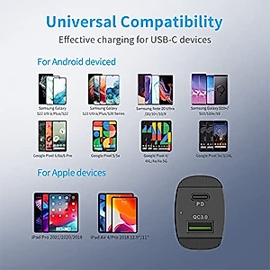 USB C Super Fast Charging Car Charger, Aymla 60W/45W/25W/15W PD[PPS] & QC3.0 Adaptive Adapter for Samsung Galaxy S23 Ultra/Plus/S22/S21, Note 20/10, Google Pixel, MacBook, iPad Pro - 6ft Type-C Cord