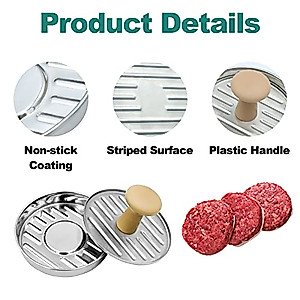 Lvpradior Burger Press, 5" Stainless Steel Non-Stick Hamburger Press Patty Maker with 100pcs Wax Paper for Stuffed Burgers Slider BBQ Barbecue Grilling