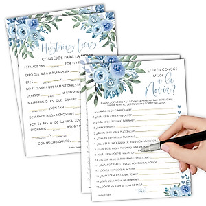 Dusty Blue Spanish Bridal Shower Games 20 Guests - Juegos para Despedida De Soltera En Español, Wedding Shower Games, Hilarious Bridal Shower Games, Popular Bridal Shower Games Spanish Edition