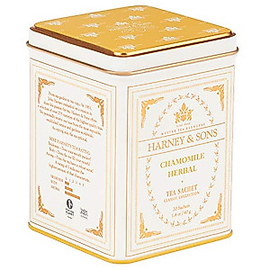 Harney & Sons Chamomile Herbal Tea, Classic Tin, 20 Sachets, white