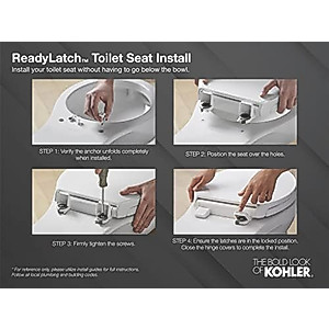 KOHLER 4636-RL-0 Cachet ReadyLatch Quiet Close Elongated Toilet Seat, White & Purewash Toilet Seat Attachment for Bidet functionality, 22860-0, White