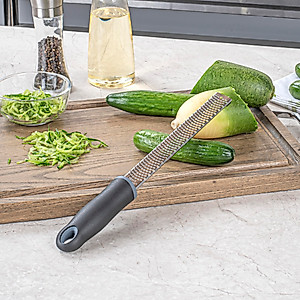 Restaurantware Met Lux 13 Inch Hand Grater 1 Zester Cheese Grater - With Handle For Zesting Lemons And Grating Cheese Stainless Steel And Plastic Rasp Grater