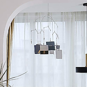 Yeyo Floating Hanging Clip Photo Display Mobile Decor, Metal Vertical Photo Hanging Display Clips Fan for Hanging Pictures Notes Memo Artworks Collage Kids Bedroom Decor (Style 1), Silver ,(PD-01)