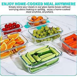 KOMUEE 12 Packs Glass Meal Prep Containers Set, Glass Food Storage Containers with Locking Lids, Airtight Glass Lunch Containers, Microwave, Oven, Freezer & Dishwasher Friendly, Green