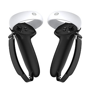XFORTEN Controller Extension Grips Cover for Oculus Quest 2, Controller Protector with Adjustable Knuckle Straps, for Enhanced Comfort in VR Game Accessories and Beat Saber (Black)…