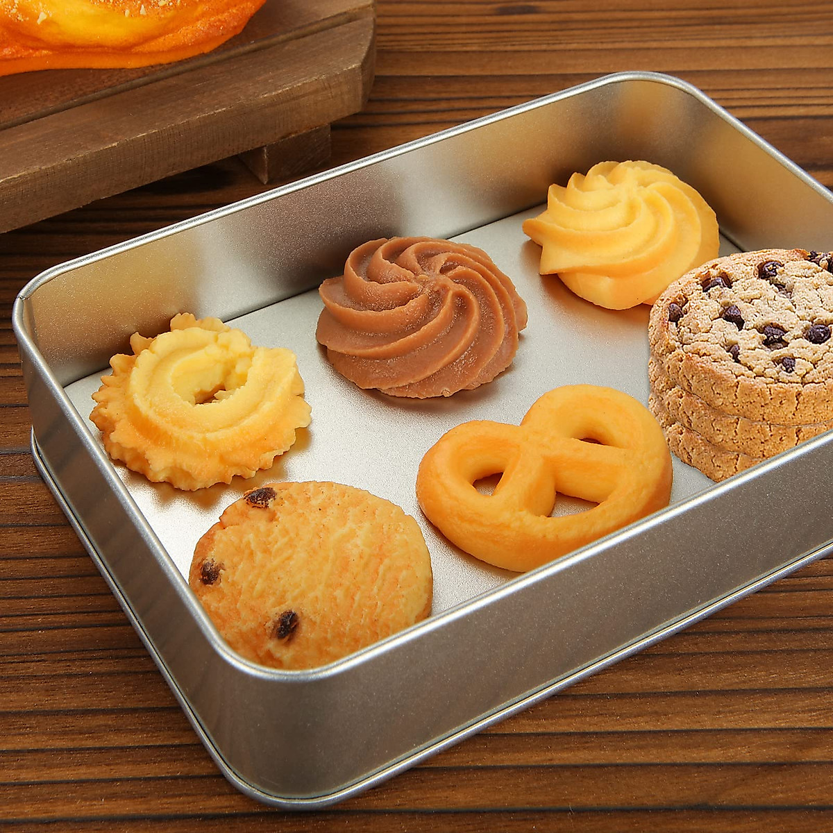 ACXFOND 8 Pack Empty Metal Tins Box with Lid - Cookie Tins Silver Metal Rectangular Tin Box Lids for Treats, Gifts, Favors, Candle and Crafts (6.2 x 4.3 x 1.4 Inches)