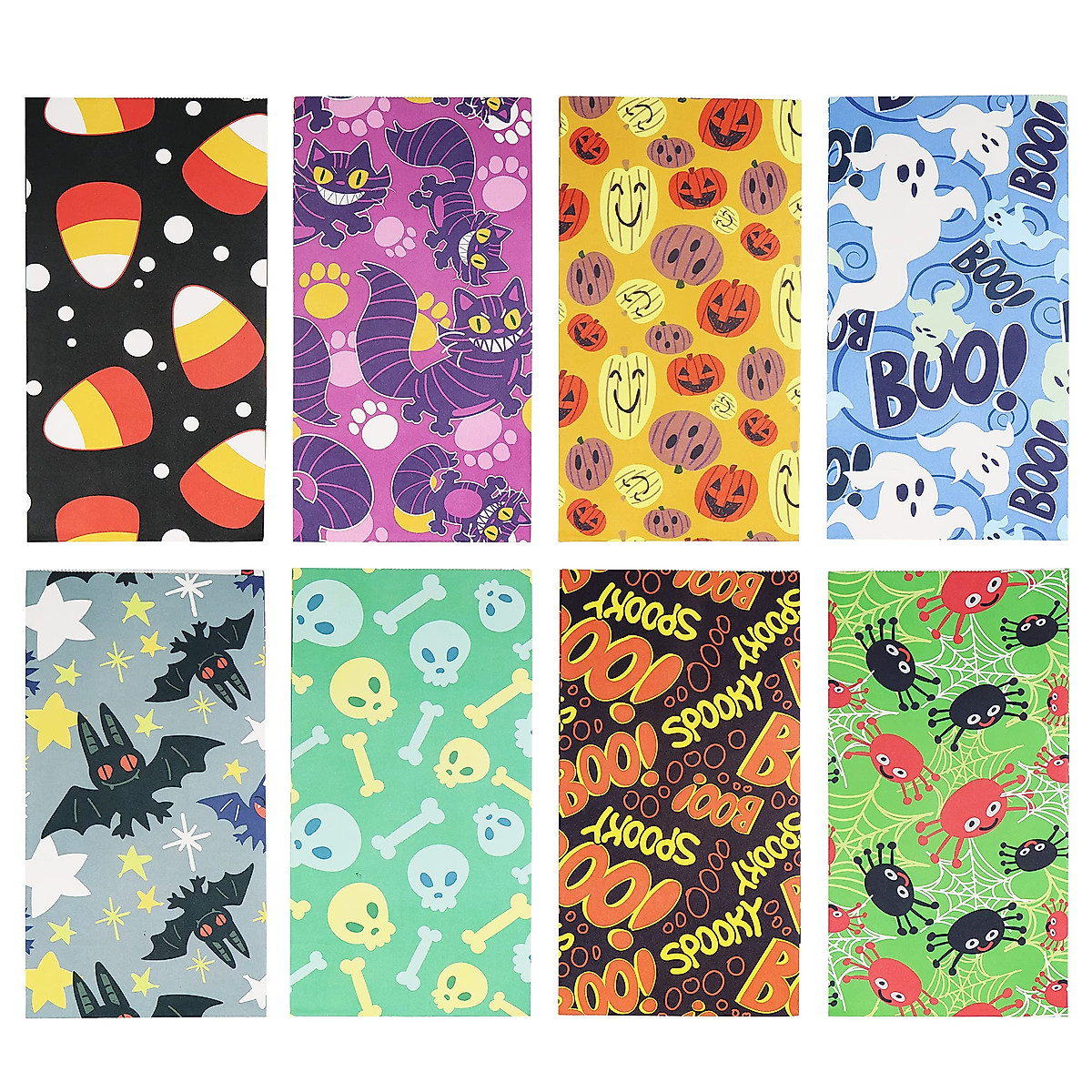 JOYIN 72 pcs 8 Assorted Designs Halloween Paper Candy Treat Bags for Kids, Halloween Party Favors, Halloween Snacks, Event Party Favor Supplies, Halloween Trick or Treat Bags, Classroom Goody Bags