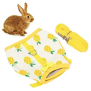 Luroze Guinea Pig Harness, Small Dog Harness Comfortable Cute Adjustable for Ferrets for Rabbits for Guinea Pigs for Chinchillas(S Number, Yellow Pineapple)