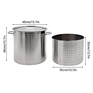 Stainless Steel Stockpot Seafood Boiler, 37 QT Seafood Boiling Pot, Shrimp Boil Stock Pot with Strainer, Turkey Fryer Pot for Home Kitchen Restaurant (35L)