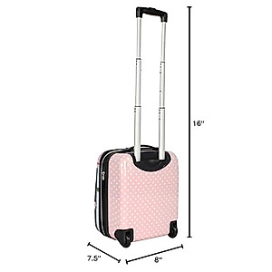 Betsey Johnson Designer Underseat Luggage Collection - 15 Inch Hardside Carry On Suitcase for Women- Lightweight Under Seat Bag with 2-Rolling Wheels (Stripe Roses)