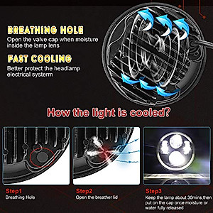 UNI-SHINE 4pcs 5 3/4" 5.75 LED Headlights with High Low Beam Amber turn signal White DRL, 5 3/4 led headlight Halo Ring