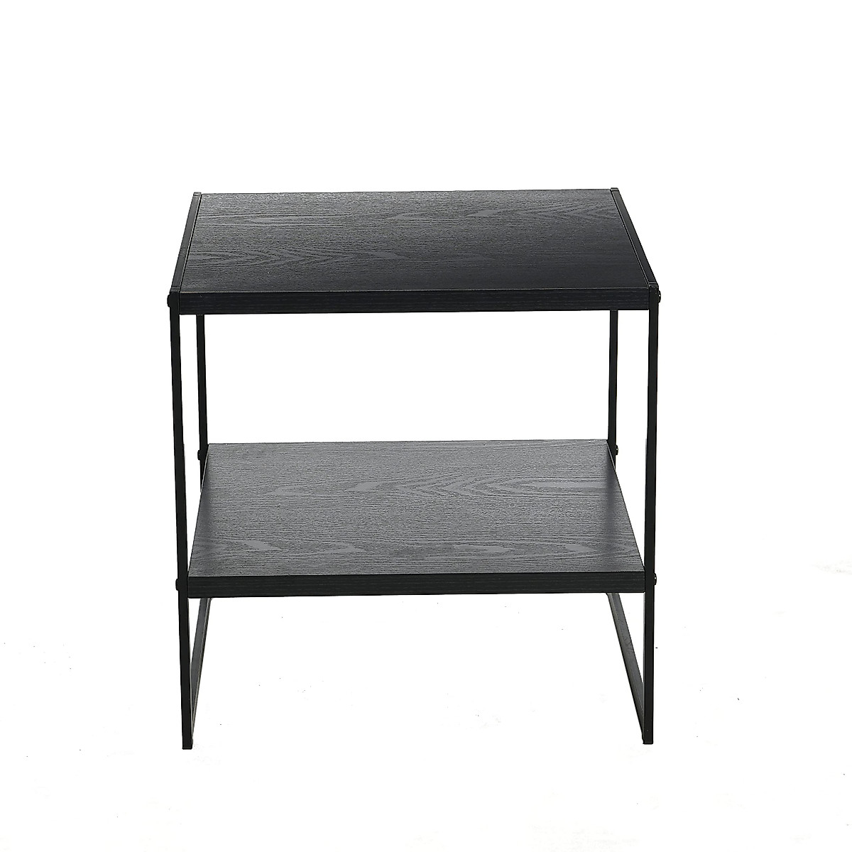 Household Essentials Black Oak Square Side Table with Shelf