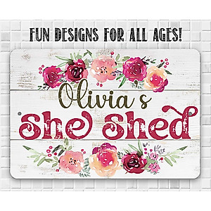 She Shed Sign - Personalized She Shed - Metal Sign - Indoor/Outdoor Shed Art - She Shed Decor Gift, Funny Birthday Gifts for Women, Metal Shed Signs, She Shed Decorations, Christmas Presents for Women