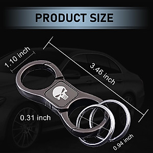 gunhunt 1 Pack Skull Key Chain, Key Chain with 2 Key Rings and Quick Release Zinc Alloy Detachable Key Chain (Black)