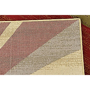 Unique Loom Barista Collection Modern, Abstract, Waves, Urban, Rustic, Warm Colors Area Rug, 8 ft x 10 ft, Beige/Burgundy