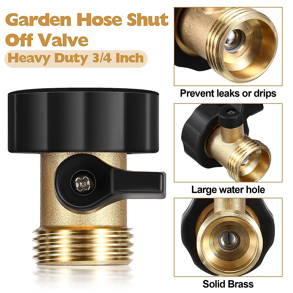 Tudomro 8 Pack Garden Hose Shut Off Valve Durable Hose Shutoff Valve Heavy 3/4 Brass Shut Off Valve for Garden Hose with Extra Pressure Washer Water Hose Shut Off Valve for Household Cleaning