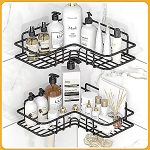 SHANZHUU 4 PACK Shower Caddy Adhesive Sticker Hooks, Corner Shower Caddy Adhesive Replacement, Super Strong Shower Adhesive Hooks for Bathroom Shelf Basket Soap Dish and Kitchen Accessories