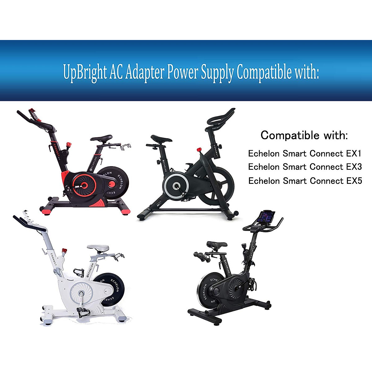 UpBright 9V 3A AC/DC Adapter Compatible with Echelon Smart Connect EX1 EX3 Max EX5 Cycling Cycle Cardio Exercise Fitness Bike ECH01-RED Ech01 EX-1 EX-3 ECHEX-3 EX-5 YS25-0903000 9VDC 3 A Power Charger