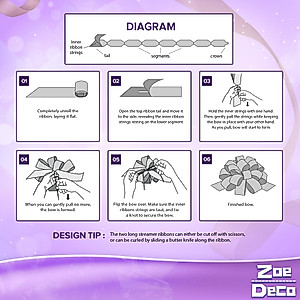 Zoe Deco Gift Bows (Multiple Colors, 9” Wide, 24 Loops, 5 Pack), Weather Resistant Gift Bow, Colorful and Eye-catching Pull Bows, Bows for Gifts, Gift Bows for Presents, Gift Wrapping and Decoration