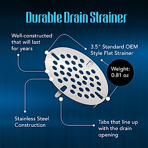 STEADYKLEEN - 3.5-inch Commercial Sink Strainer on 3 Tier Sink Twist Waste Drain, Durable Flat Kitchen Strainer with Tabs, (not Meant for Residential use)