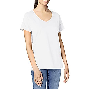Hanes womens Nano Premium Cotton V-neck Tee fashion t shirts, White, Medium US