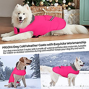 MIGOHI Warm Dog Coat, Winter Dog Jacket for Cold Weather, Reflective Windproof Dog Fleece Vest Thick Dog Apparel with Leash Hole and Furry Collar for Puppy Small Medium Large Dogs, Pink XS