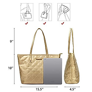 Montana West Quilted Handbag for Women Vegan Leather Tote Purse Shoulder Bag Large Fashion Satchel Hobo Purse MWC-084GD