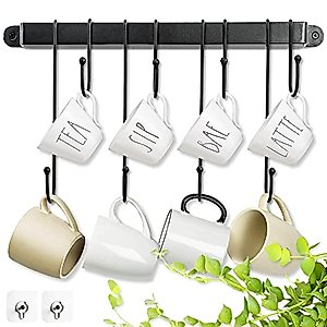 Qiang Ni Coffee Mug Holder - Wall-Mounted Cup Rack Hanger with Organizer Your Coffee Bar