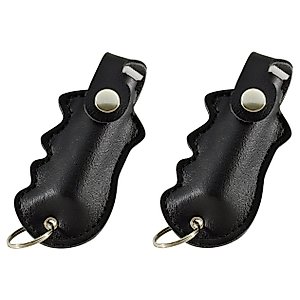 Pepper Defense 1/2 oz. Pepper Spray with Grip Holster and Keychain Attachment - Safety Twist Lock Glow Trigger - Maximum Strength 10% OC Formula - Self Defense Personal Protection (Black 2-Pack)