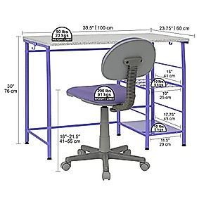 Calico Designs Study Zone II Student Desk and Task Chair 2 Piece Set, Purple