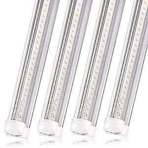 Nimgoti LED Shop Light 4FT, T8 Integrated LED Tube Light Fixture, 40W 5200LM 5000K, V Shape, Daylight White, Hight Output Linkable Shop Lights for Garage Warehouse Workshop, Clear Cover (4-Pack)