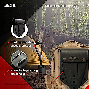 TAC9ER Heavy Duty Folding Shovel Survival Tool for Car or 4x4 | Portable Foldable Camping Shovel | Small Survival Shovel for Digging | Emergency Tactical Shovel | Military Evacuation E-Tool Shovel