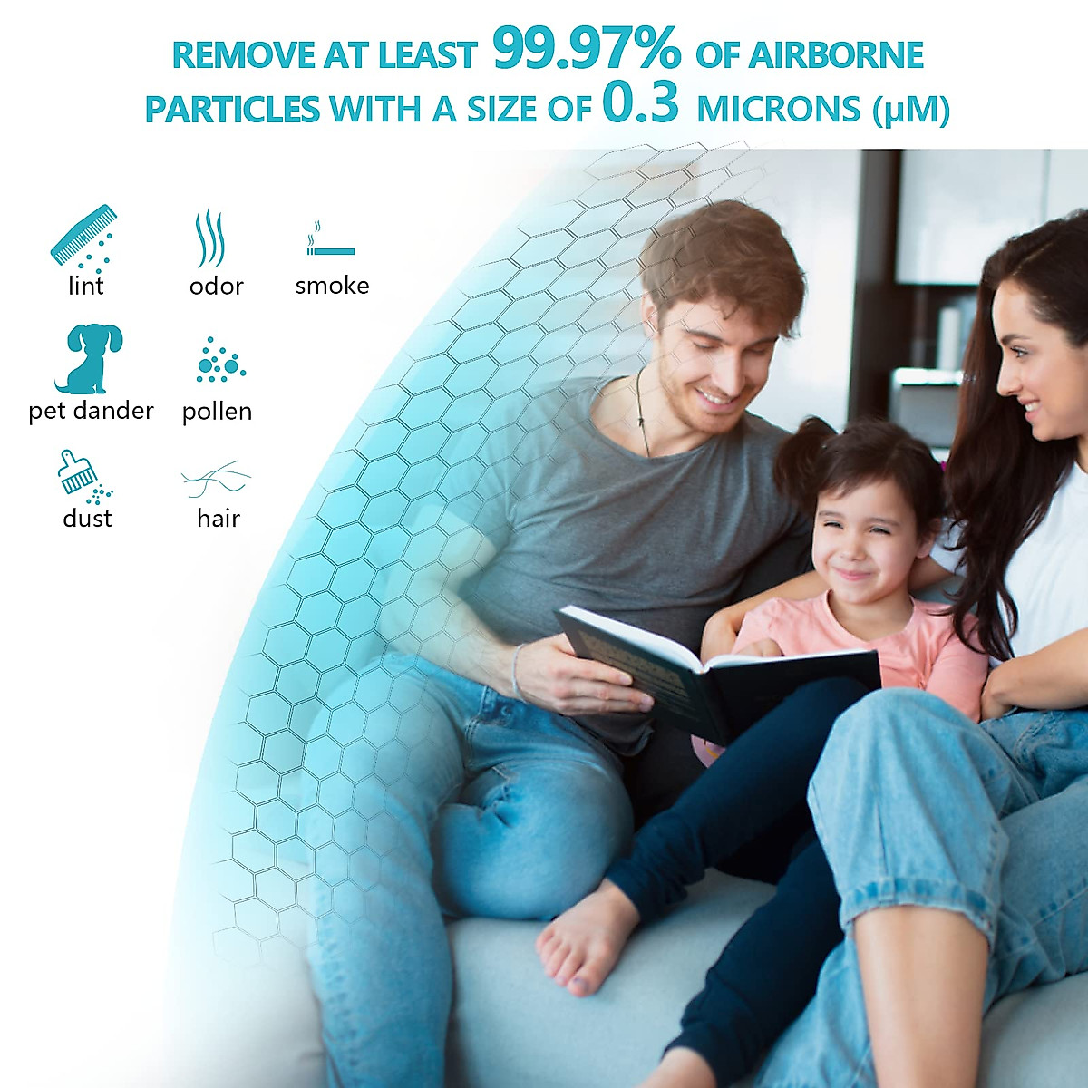 Tredy TD-1300 Air Purifier Replacement Filter, H13 True HEPA, for Pets Hair Smoke Dust Pollen