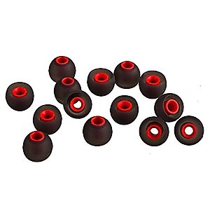 Xcessor (S 7 Pairs (14 Pieces) of Silicone Replacement in Ear Earphone Small Size Earbuds Replacement Ear Tips for Popular in-Ear Headphones. Black/Red