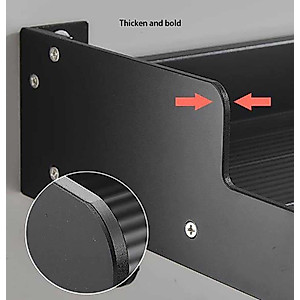 Kitchen Microwave Storage Rack, Home Wall Rack, with 5 Hooks Wall Mounted Oven Tray, Microwave Storage Bracket (21.7 * 15 * 3.4 inches, Black)