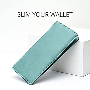 Alldaily Ultra Slim Thin Leather Women Wallet RFID Blocking Credit Card Holder Bifold Long Ladies Billfold (Purist Blue)