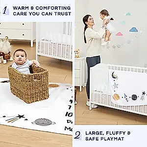 Luka & Lily Baby Milestone Blanket - Ultra Soft Fleece Monthly Milestone Blanket for Baby Girl and Boy - Perfect for Baby's First Year Growth Chart - Monthly Baby Milestone - Outer Space - 60"x40"