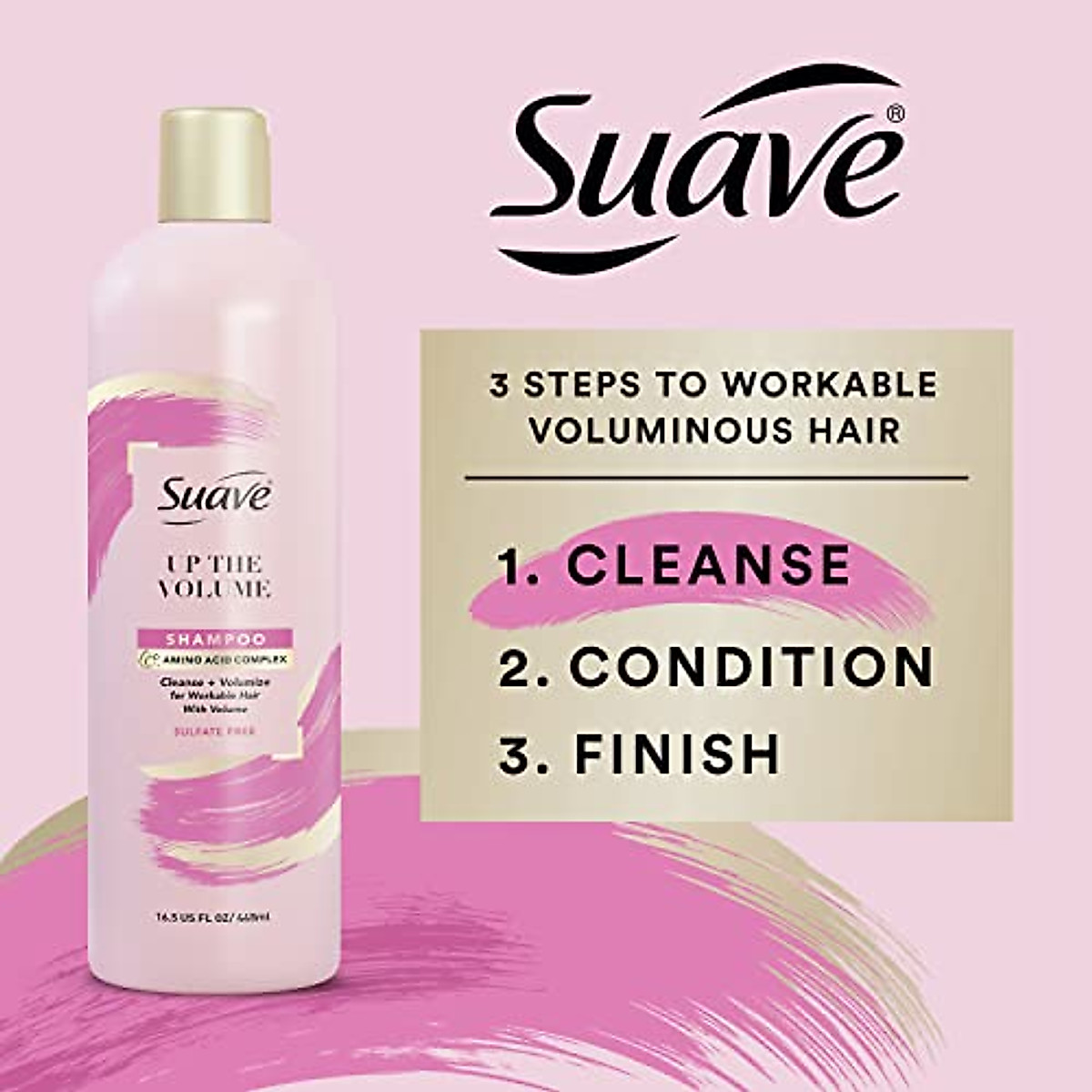 Suave Pink Up The Volume Shampoo For Volumized Hair Volumizing Sulfate Free Shampoo 16.5oz