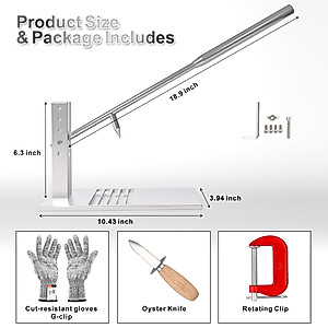 Oyster Shucker Tool Oyster Clam Opener Machine with 5 Adjustable Height, Stainless Steel Shucker Machine Tool Set Including Knife, Glove & G-Clip for Hotel Buffet and Home