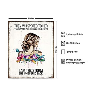Boho-chic Positive Wall Art - Encouraging Wall Decor - They Whispered to Her You Cannot Withstand The Storm - Daughter Gift - Motivation Inspiration Saying Quotes - Bedroom Wall Art for Women UNFRAMED