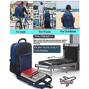 ProEtrade Travel Backpack, Extra Large Laptop Backpack School Business Anti Theft TSA Approved College Work Computer Bag Fits 17 Inch Laptop with USB Charging Port Bookbag for Women Men(Blue)