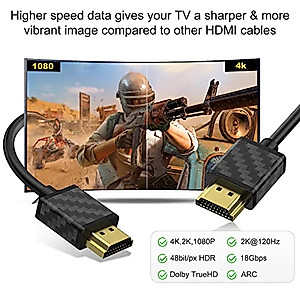 4K HDMI Cable 3ft (5 Pack), SOEYBAE HDMI 2.0 Cable Supports 4K@60Hz, 3D, 2160P, 1080P, Ethernet, HDCP 2.2, ARC, Compatible for PS5/PS4, Xbox One, HDTV