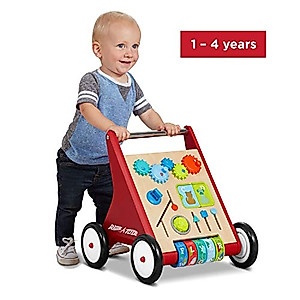 Radio Flyer Classic Push & Play, Toddler Walker with Activity Play, Ages 1-4, Red Walker Toy