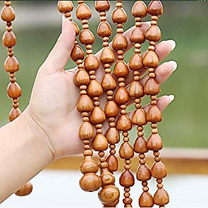 HAPPLiGNLY 35 Strands Beaded Door Curtains for Doorways Wood Bead String Curtain for Room Dividers Semicircle Handmade Home Hanging Screen Retro Style - Customizable (Size : Width 120cm)
