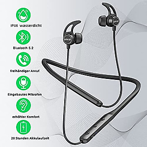UXD Bluetooth Headphones, Wireless Headphones with Magnetic Earbuds and Microphone, IPX6 Sweatproof Bluetooth Headset, 20 Hours Playtime Earphones for Gym Running Outdoor Sports Workout