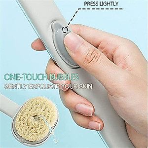 VEFSU Long Handle Liquid Bath Brush Multifunctional Detachable Back Body Bath Shower Sponge Scrubber Brushes with Handle Massager Exfoliating Body Brush for Hair (Green, One Size)