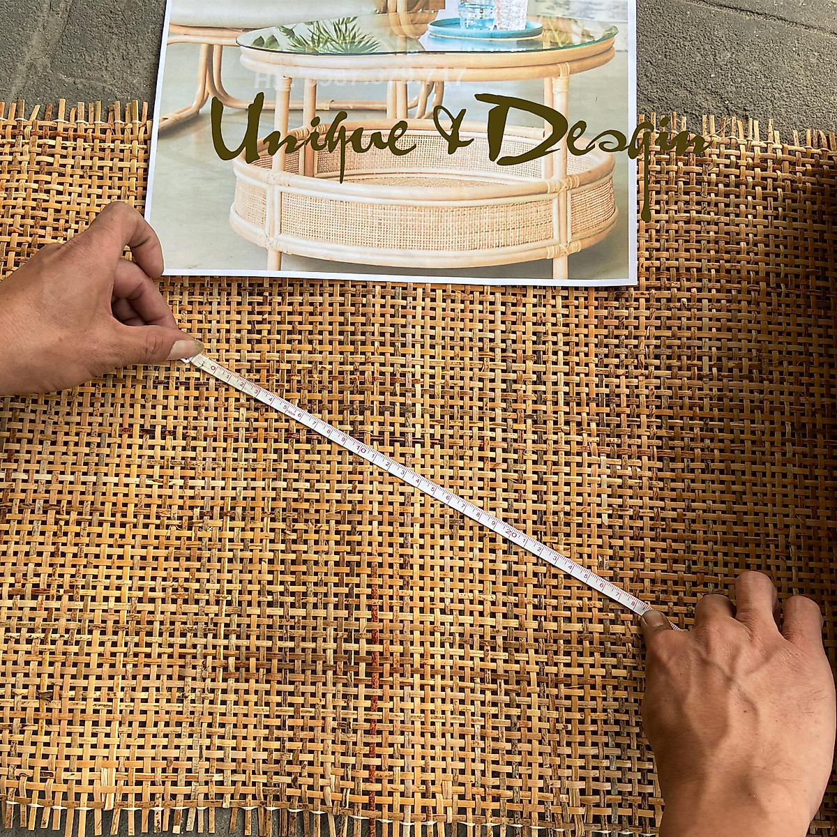 MINHKUST 24" Width Natural Brown Dark Square Rattan Cane Webbing Roll for Caning Projects | Pre-Woven Radio Mesh Cane Webbing Sheet for Furniture, Chair, Table, Ceiling (3 FEET)